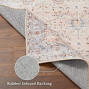Fashionwu Vintage Rug 5x7 Area Rug for Bedroom Machine Washable Rug Aesthetic Rug Non-Shedding Anti-Slip Rug Carpet Office Rug Patio Rug Dining Room Rug 5 x 7 Large Rug, Blush