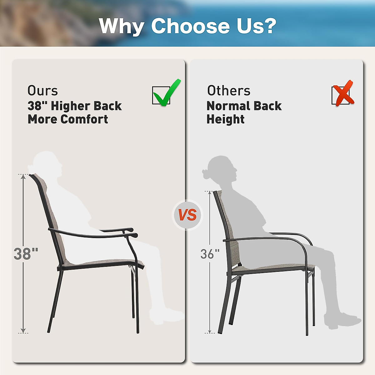 SUNSHINE VALLEY Patio Dining Sets for 6, 7 Piece Patio Table and Chairs Set of 6, Outdoor Dining Set with Metal Patio Table & 6 Textilene Chairs, Outdoor Table and Chairs Set for Garden Backyard Deck