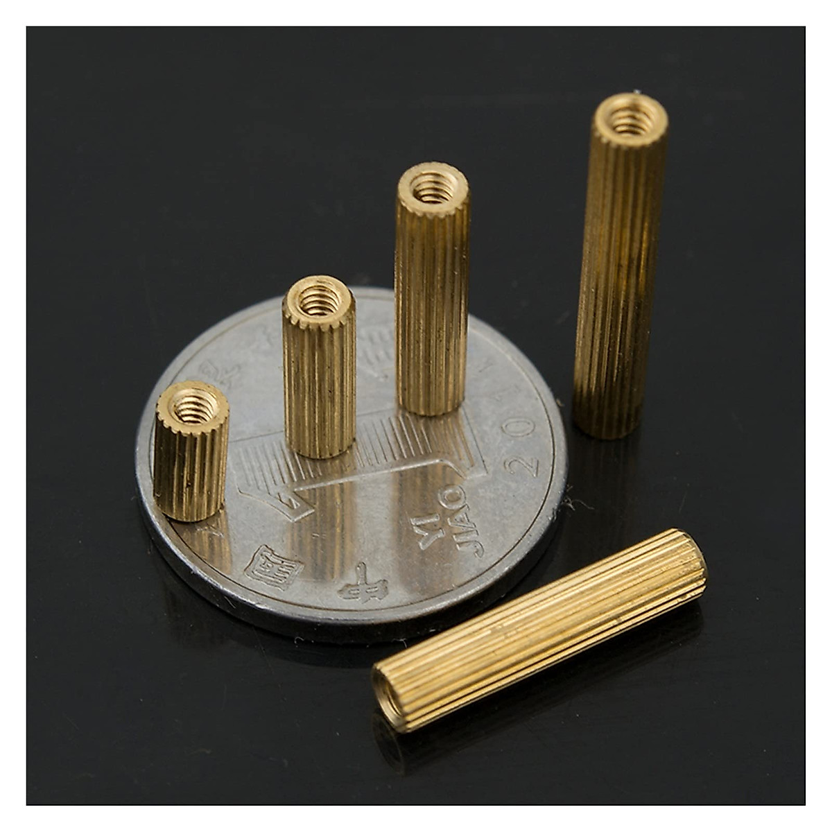 KOVNOVI M2x3-34 300pcs Double-Pass Copper Cylinder Circular Knurling Bolts Brass Pillar (Size : 28mm, Color : M2)