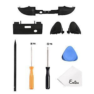 EMiEN Black LT RT Triggers Buttons LB RB Bumpers Replacement Compatible With Xbox Series X Series S Controller, T6 T8 Screwdriver Spudger Prying Repair Tool Kits