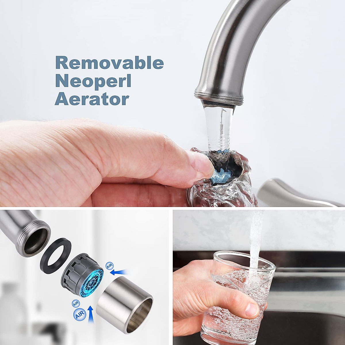 ARCORA 2 Handle Modern Bathroom Faucet Brushed Nickel, 4 Inch Centerset Bathroom Faucet with Drain Assembly and Supply Hoses, 3 Holes Faucet for Bathroom Sink