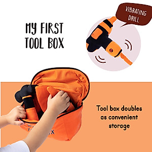 Talking Plush My First Toy Tool Box Set for Toddlers | Includes Cuddly Hammer, Handsaw, Screwdriver, Vibrating Hand Drill, & Zippered Tool Box with Cool Sounds