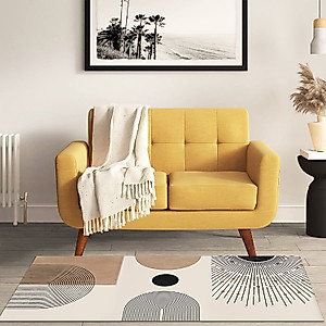 Boho Bedroom Area Rugs Modern Abstract Runner Rugs for Living Room Non Slip Bathroom Floor Carpet Decoratvie Nursery Room Decor Beige Brown Black Rugs for Bedroom Aesthetic 23.6"x59"