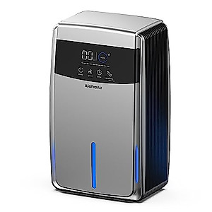 AlohaAir Dehumidifier for Home with Drain Hose, 95 OZ Dehumidifiers for Room, Quiet, Aromatherapy, Timer, Auto Shut-off, Dehumidifiers for Bathroom, Bedroom, Closet, RV & Basement