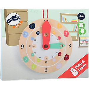small foot wooden toys Teaching Time Wall Clock Educate Educational Toy Designed for Children Ages 4+, Multi (11291)