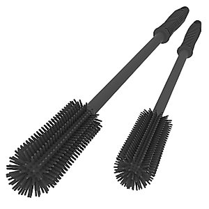 WQSS AOEIU 2-Piece Silicone Bottle Brush Set, 15.7in and 12.6in, Dark Grey
