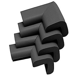 KidKusion 4-Piece Safety Corner Cushion, Black, Child Proofing Corner Guard, Made in USA, Child Safety, Home Furniture Safety Bumper, Baby Proof Table Protector, 4 Count (Pack of 1)