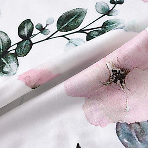 Kislio Newborn Baby Girls Boy Knotted Gown Floral Nightgown Sleeper Gown Swaddle Headband Hat Coming Home Outfit Set Pink