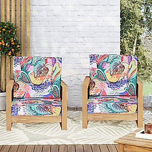 EHouseHome Patio Chair Seat Cushion Covers,Washable UV Resistant Slip Covers Replacement,Waterproof Outdoor Furniture Cushion Pillow Seat Cover for Couch,Garden,Sofa,22"×22"×4"(4 Covers Only,Monica)