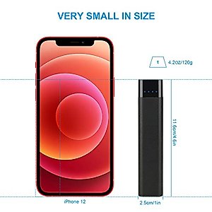 Attom Tech 18W PD Mini USB-C Power Bank 4800mAh Power Delivery and QC 3.0 Fast Charging, Small Lipstick Portable Charger Dual USB Output External Phone Battery Emergency Phone Power Backup