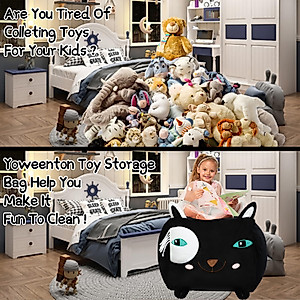 Black Cat Bean Bag Chairs for Teens, Playroom Furniture, Comfortable Seating for Kids, Large Size 22x24 Inch Velvet Extra Soft, Cover ONLY