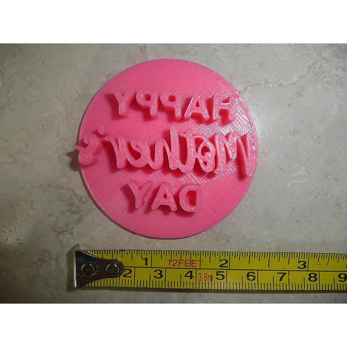 YNGLLC HAPPY MOTHERS DAY WORDS BLOCK SCRIPT FONT MOM MOMMY MAMA COOKIE STAMP EMBOSSER BAKING TOOL 3D PRINTED MADE IN USA PR4195, Pink
