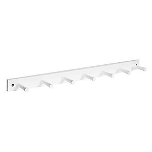Spectrum Diversified Wall-Mounted 7 Peg Wood Hook, Hat Organizer & Coat Hanger for Entryway or Closet Bathroom Storage Racks for Towels & Bath Robes, White