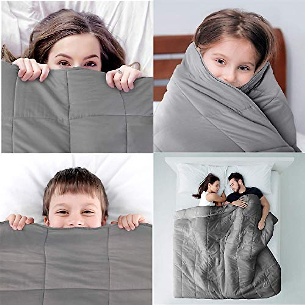 AsFrost Weighted Blankets for Kids and Adults, 60''x80'' 15lbs, 100% Breatehable Cotton with Premium Glass Beads of Heavy Blanket, Can be Used in All Seasons, Dark Grey