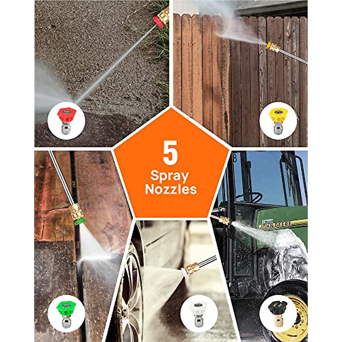 Electric Pressure Washer, ENGiNDOT 2100 PSI 1.8 GPM Electric Power Washer with 5 Spray Nozzles, Pressure Clean Machine with Total Stop System for Cleaning Stair, Car, Driveway, Garden, Deck, Fence