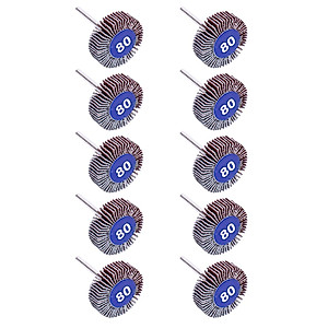 AUTOTOOLHOME 10 Pack Abrasive Flap Wheel Sander 80 Grit 1/8 inch Shank for Drill Grinding Polishing Sanding Wheels Rotary Tool