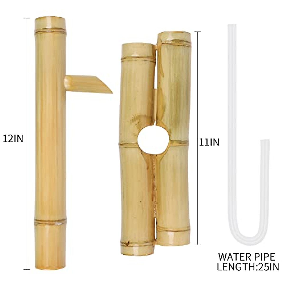 foci cozi,Bamboo Water Fountain Without Pump,Water Fountain Outdoor Indoor,Zen Garden Decor for Desk Patio Yard,12 Inch