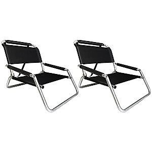 2 Pack of Neso Lightweight Water Resistant Beach Chairs with Shoulder Strap and Slip Pocket - Folds Thin(Black)