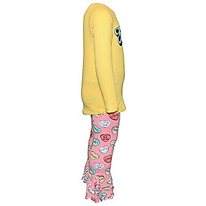 Unique Baby 2 Piece Girls Double Ruffle Leggings and Long Sleeve Shirt Clothes Set Kid and Toddler Girl Valentines Day Outfit (9 Years, Sugar)