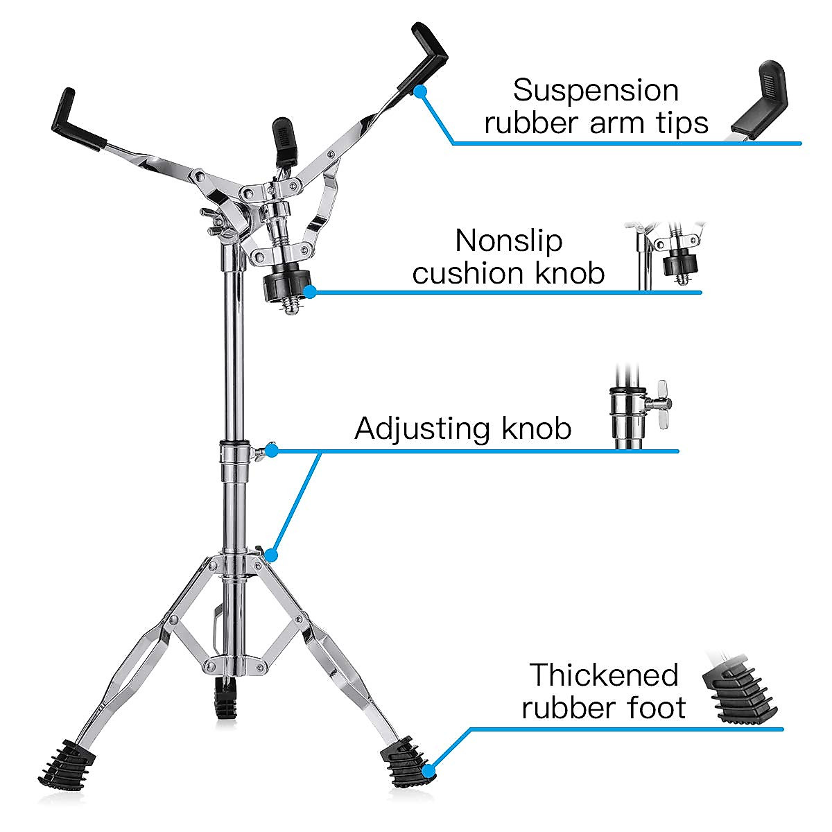 LOLUNUT Snare Drum Stand with Drum Sticks Holder,Adjustable Practice Drum Stand for 10-14 Inch Drum Pad,Snare Drum Beginners
