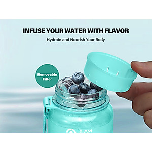 NOIFYS 32oz Motivational Fitness Sports Water Bottle with Time Marker, BPA Free Drinking Bottle with Removable Strainer, Fast Flow Leak Proof Non-Toxic for Adults to Gym and Sports