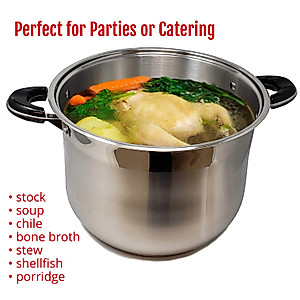 20 Quart Commercial Grade Stainless Steel High Stock Pot Non-Toxic Cookware Dishwasher Safe Heavy-Duty Encapsulated Bottom Stockpot Dutch Oven