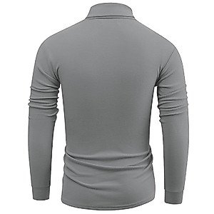 jonivey Mens Fleece Turtleneck Long Sleeve Casual Shirts Soft Knitted Warm Under Layers Thermal Pullover Tops (Pure Grey,M)