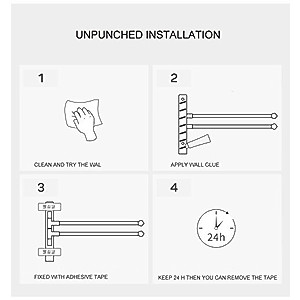 MOCOFO Towel rack, swing-out towel bar, rotating bathtub, RV towel rack, swing arm, towel hand rack, space-saving storage rack, wall-mounted towel rack (space aluminum, 5 bars)