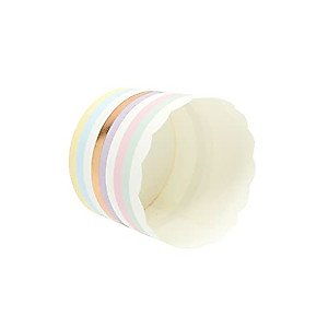 50 Pack Striped Paper Baking Cups, Rainbow Pastel Cupcake Liners for Muffins, Cupcakes, and Desserts for Birthday Parties, Spring Celebrations, and Baby Showers (2.2 In)