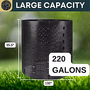 SunVara Compost Bins Outdoor Compost Bin Outdoor Composter Easy Assembling Large Capacity Yard Waste Bins Compost Bin Outside Outdoor Composting Bins