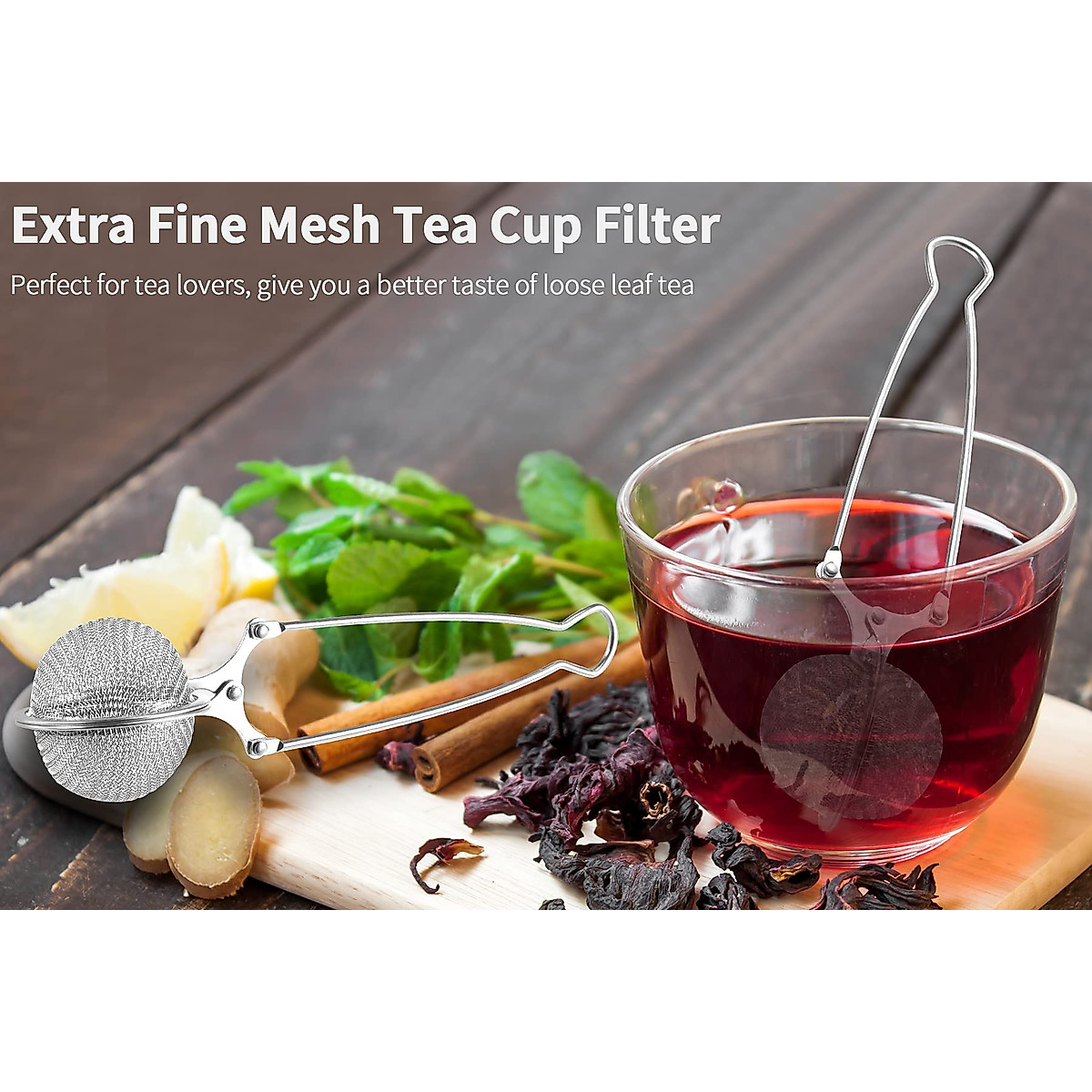 Snap Ball Tea Strainer, Exptolii 3 Pack Stainless Steel Tea Infuser Filter with Handle for Loose Leaf Tea, Spices, Seasonings
