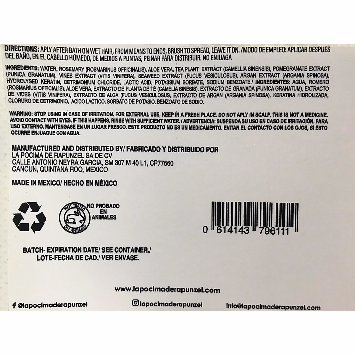 Hair Conditioner Leave-in (Libre de enjuague) Pócima de Rapunzel