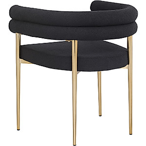 Meridian Furniture 804Black-C Brielle Collection Modern | Contemporary Boucle Fabric Upholstered Dining Chair with Brushed Brass Metal Frame, 25.5" W x 22" D x 28" H, Black, Set of 2