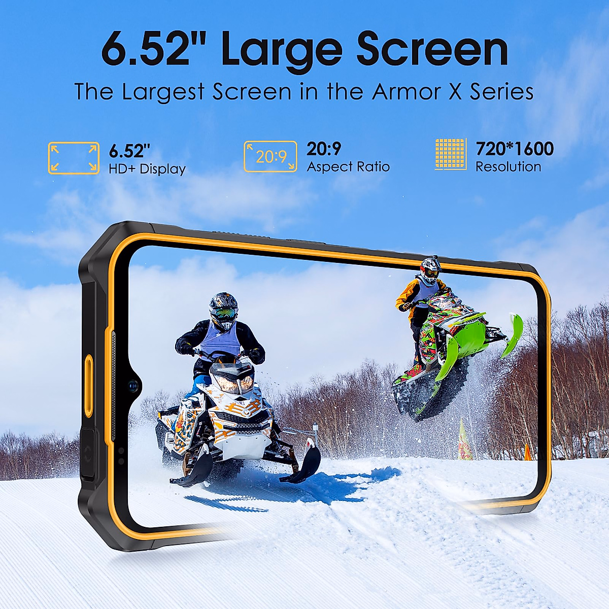 Ulefone Armor X13 (12+64GB) Unlocked Rugged Phones, 50MP Rear Camera, 24MP Night Vision Camera, Android 14 Rugged Smartphone, 6.52” Screen, 6320mAh, NFC, GPS, Package with Exclusive Armor Case- Orange