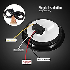 Partsam 2Pcs 4 Inch Round Red Stop Turn Tail Lights and White Backup Lights Kit 19 Diodes w/Rubber Grommets & 3-Prong Wire Pigtails, Red/White Round Led Truck Trailer Tail Lights and Reverse Lights