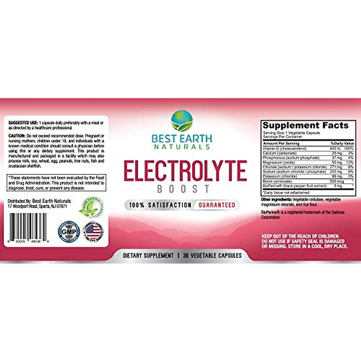 Best Earth Naturals Electrolyte Support Supplement - Helps Support Electrolyte Balance with Vitamin D, Calcium, Magnesium, Sodium, Potassium, Boron and More!