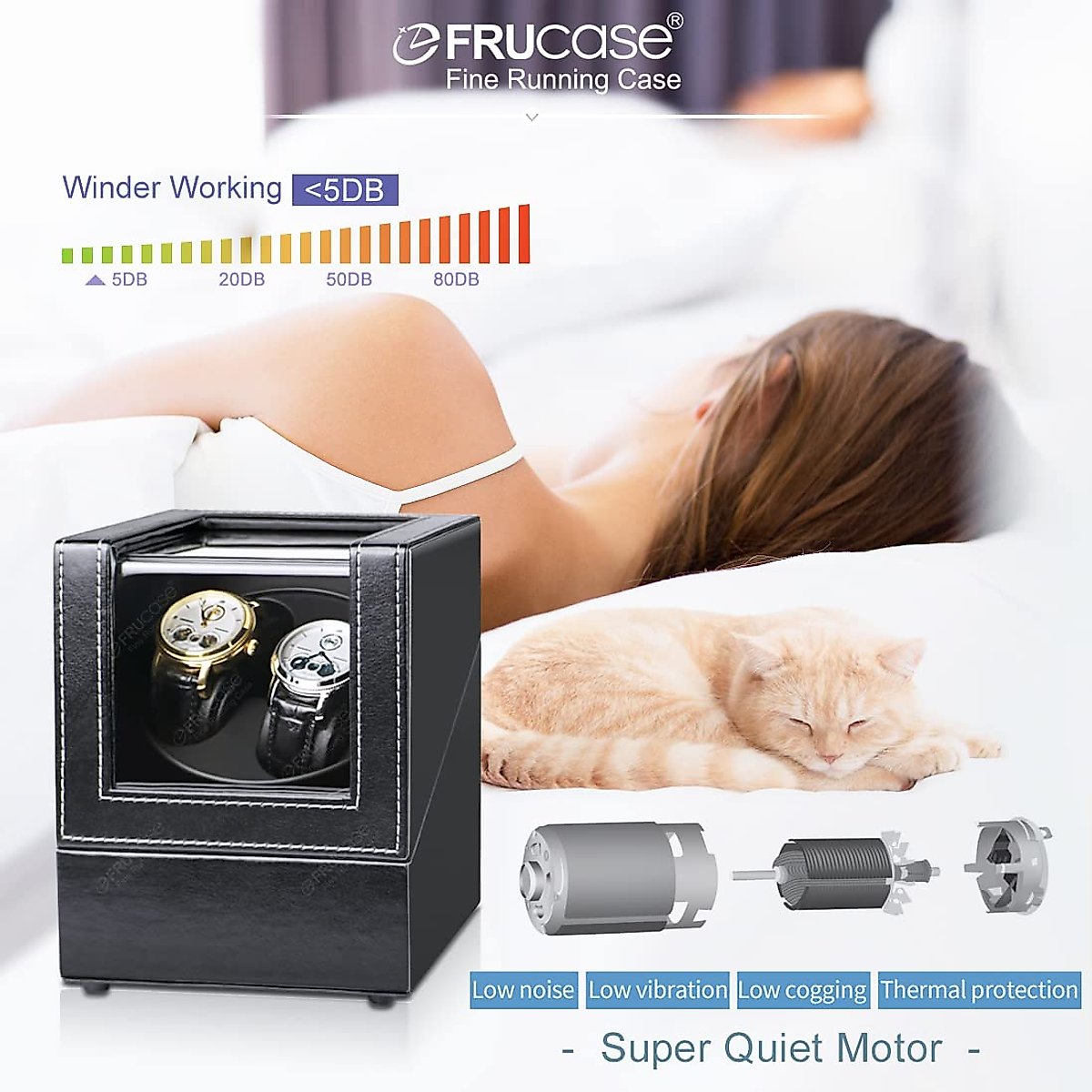 FRUCASE Double Watch Winder for Automatic Watches Watch Box Automatic Winder Japanese Motor 2 Rotation Modes Can be Serialized …