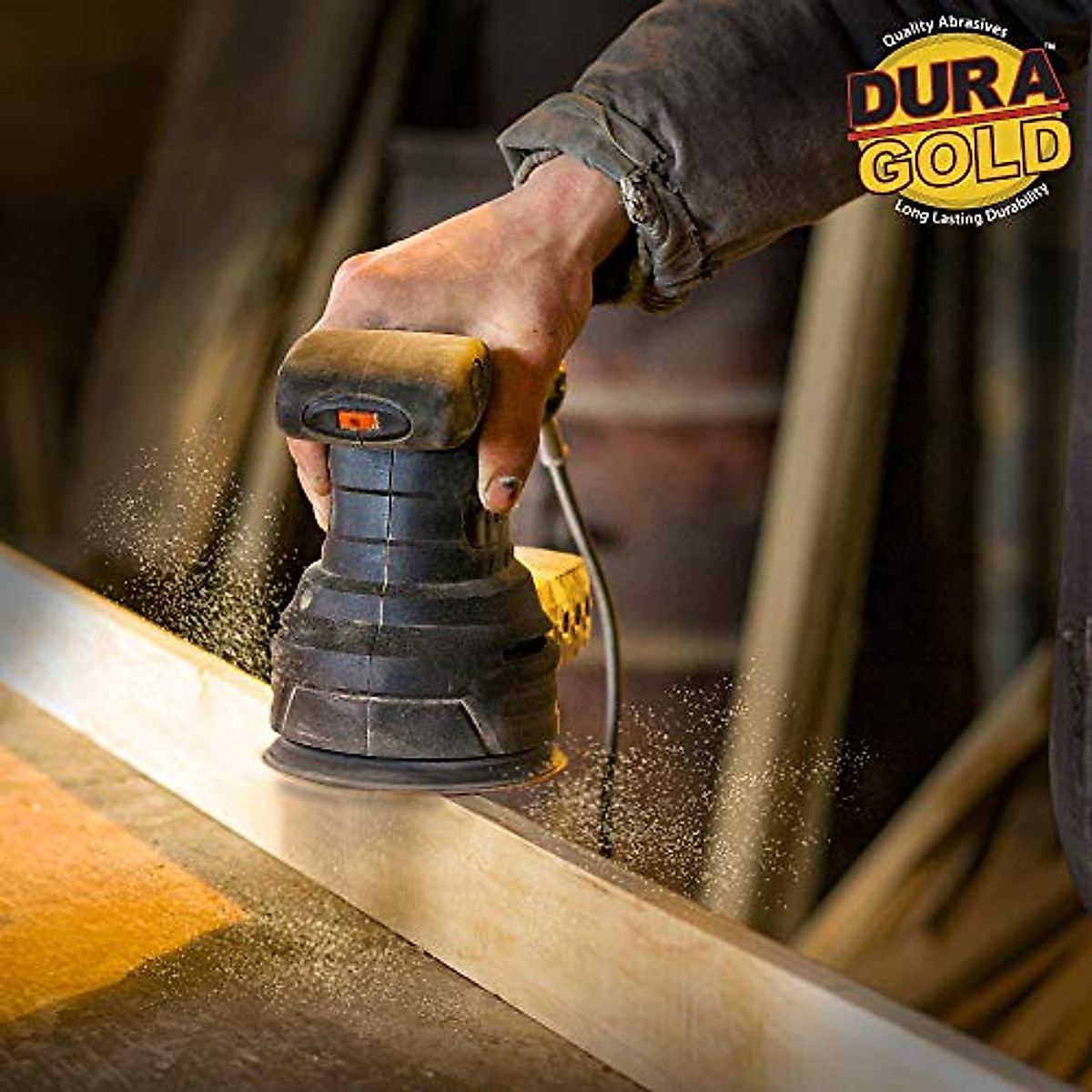 Dura-Gold Premium 60, 80, 100,120,180,220,320,400,600,1000 Grit 6" Gold Sandpaper Discs, 17 Hole Pattern Dustless, 5 Each, 50 Total - Hook & Loop Backing for DA Sander, Sanding Automotive, Woodworking