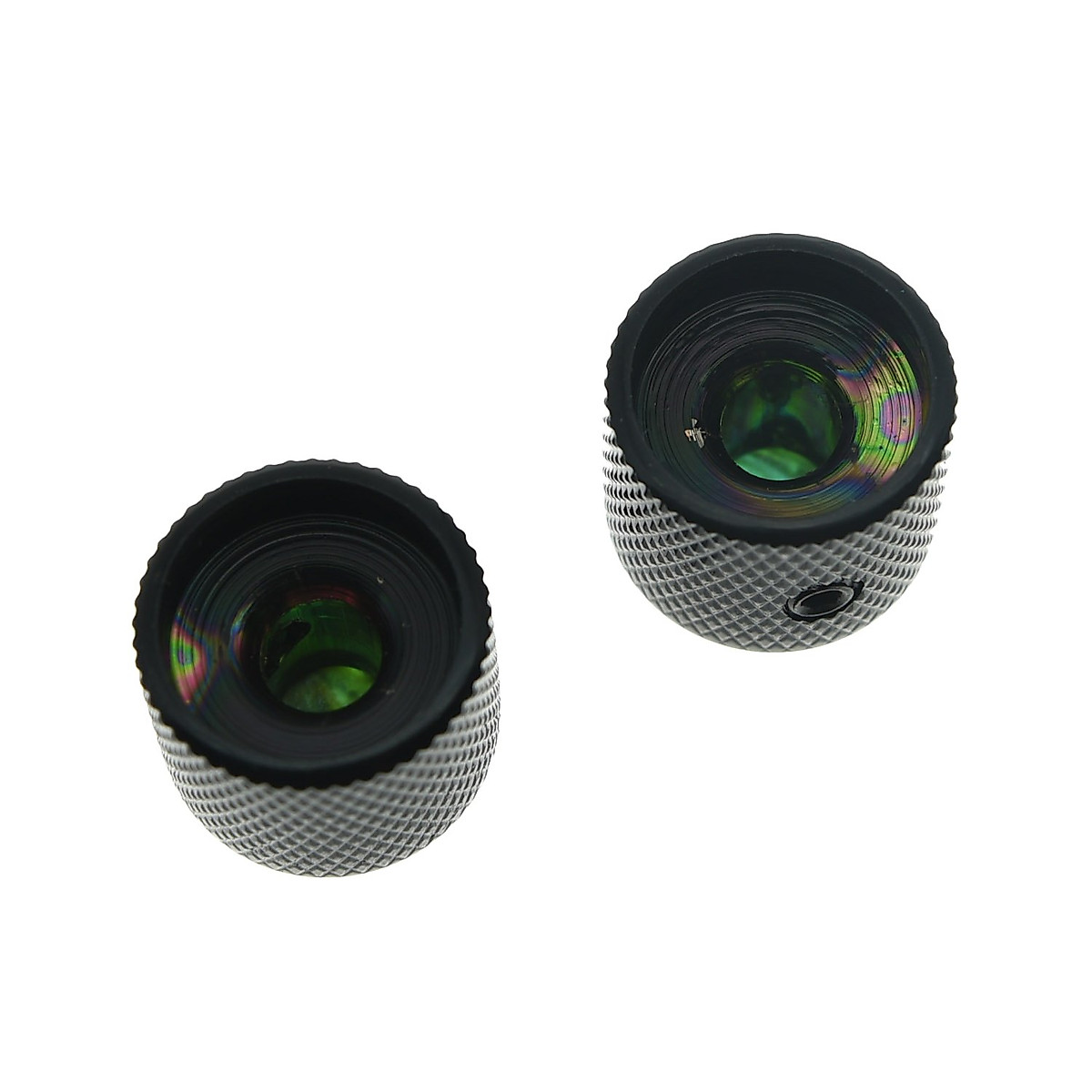 KAISH Black Set of 2 Abalone Top Guitar Knobs Dome Knobs Bass Knob with Set Screw for Tele/Telecaster