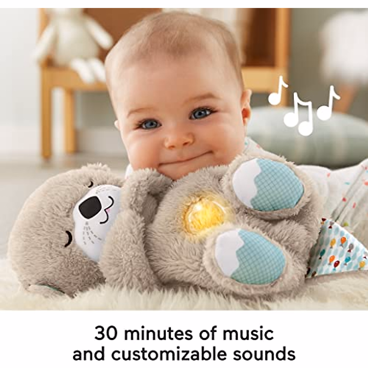 Fisher-Price Soothe 'n Snuggle Otter, Portable Plush Soother with Music, Sounds, Lights and Breathing Motion