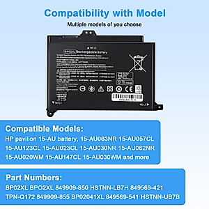 New Replacement BPO2XL BP02XL 849909-850 rechargeable Battery for HP Notebook PC 15-au 15-AW Series 15-AU063NR 15-AU057CL 15-AU023CL 15-AU123CL 15-AW053NR 15-AU062NR 15-AU020WM HSTNN-LB7H 849569-421