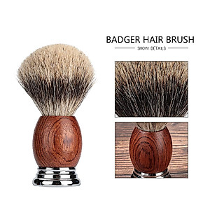 JOLI 100% Pure Badger Hair Shaving Brush Handmade With Walnut Wooden Handle and Stainless Steel Base Perfect for Wet Shaving