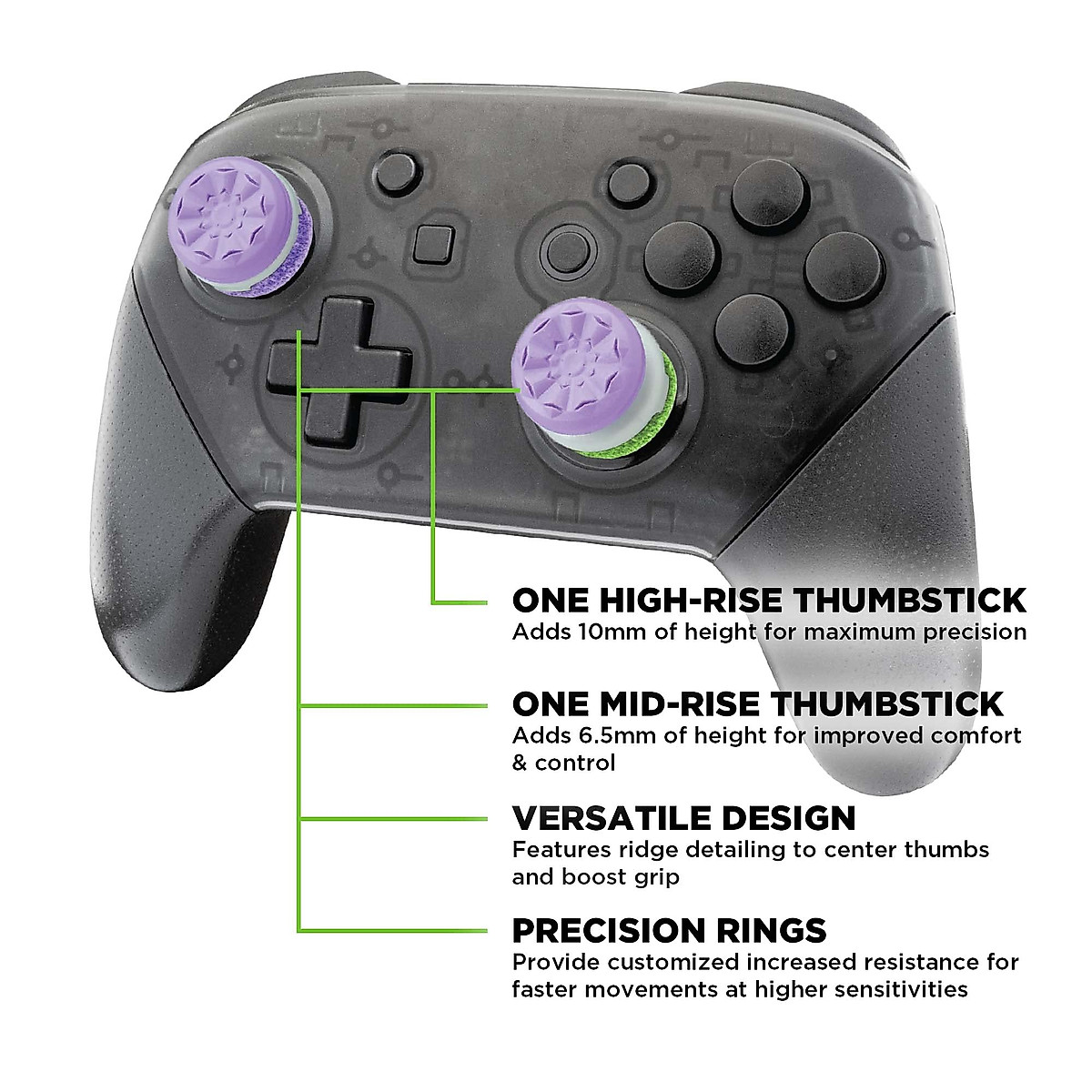 KontrolFreek Aim Boost Kit for Nintendo Switch Pro Controller | Includes Performance Thumbsticks and Precision Rings | Galaxy Edition