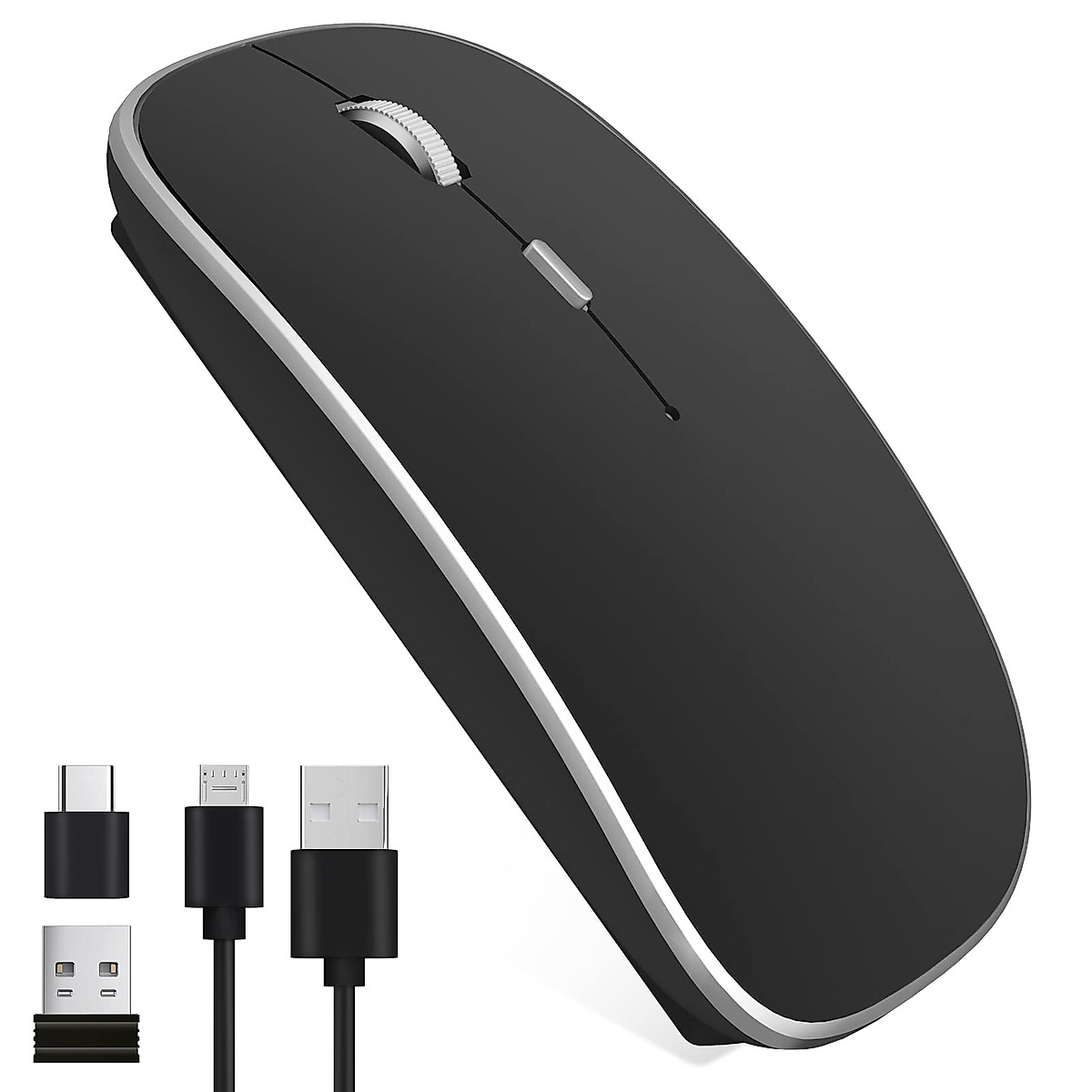ABL-MOUSE Wireless Mouse, 2.4Ghz Silent Computer Office Portable Slim Optical Mouse with USB Receiver Adjustable DPI for Laptop, Computer, MacBook, Notebook, PC (Black)