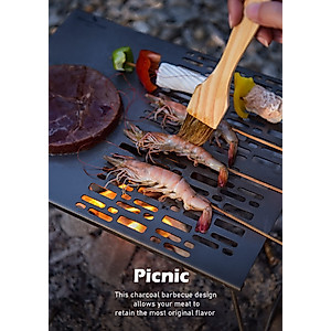 Boundless Voyage Titanium Folding Campfire Grill Portable Outdoor Camping Barbecue Grill Grate with Legs