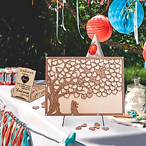 HYMENEX Wedding Guest Book Alternative, Guest Book Wedding Reception with Wooden Hearts Guest Book Signs for Wedding Anniversary Birthday Party Baby Shower