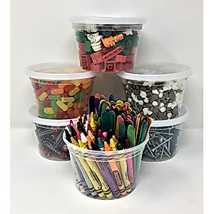 Mr. Miracle Deli Containers with Lids - 12 Pack of 16 oz Clear Airtight Reusable Plastic Food and Multi-Purpose Containers - Microwave, Freezer, and Dishwasher Safe