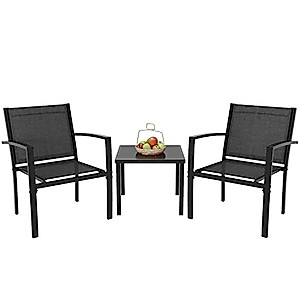 Greesum 4 Pieces Patio Furniture Set, Outdoor Conversation Sets, Lawn, Garden, Poolside & 3 Pieces Patio Furniture Set Outdoor Conversation Textilene Fabric Chairs, Garden, Balcony, Poolside