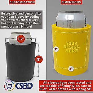 CSBD Blank Beer Can Huggers, 6 Pack, Insulated Cooler for Alcohol and Soft Drinks, Flexible Drink Caddies for DIY Projects, Parties, Events, Weddings or Branding (6, Assorted)