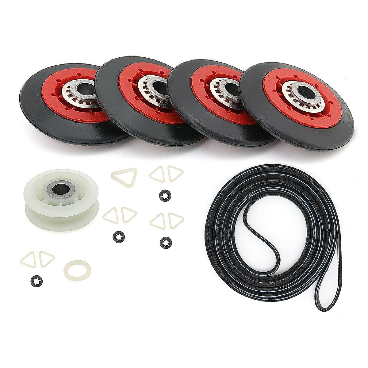 Dryer Repair Kit Drum Rollers Belt Idler Pulley Replace For Whirlpool WGD5610XW1 WGD5610XW2 WGD5620HW0 WGD5620HW1 WGD5700AC0 WGD5700AC1 WGD5700XL0 WGD5700XL1 WGD5700XW0 WGD5700XW1 WGD5800BC0